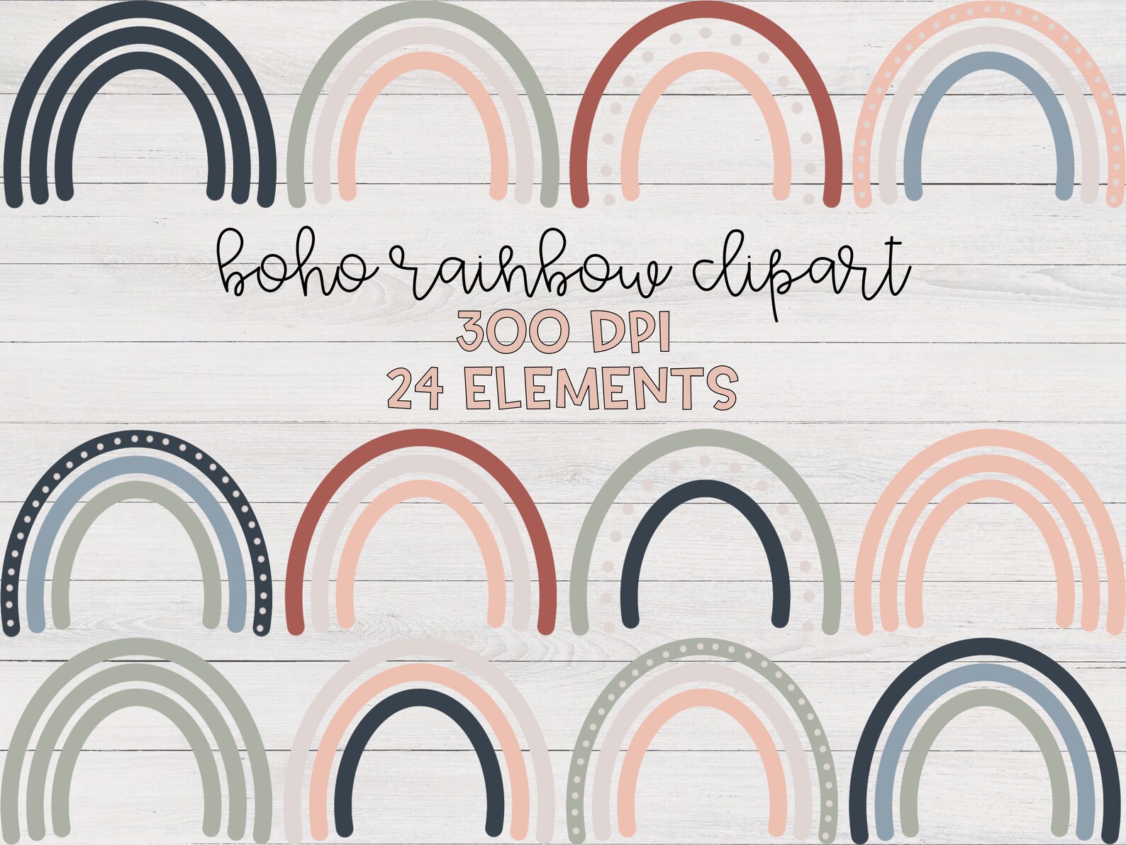 Boho Rainbow Clipart Rainbow Clipart, Rainbow PNG, Boho Rainbow SVG ...