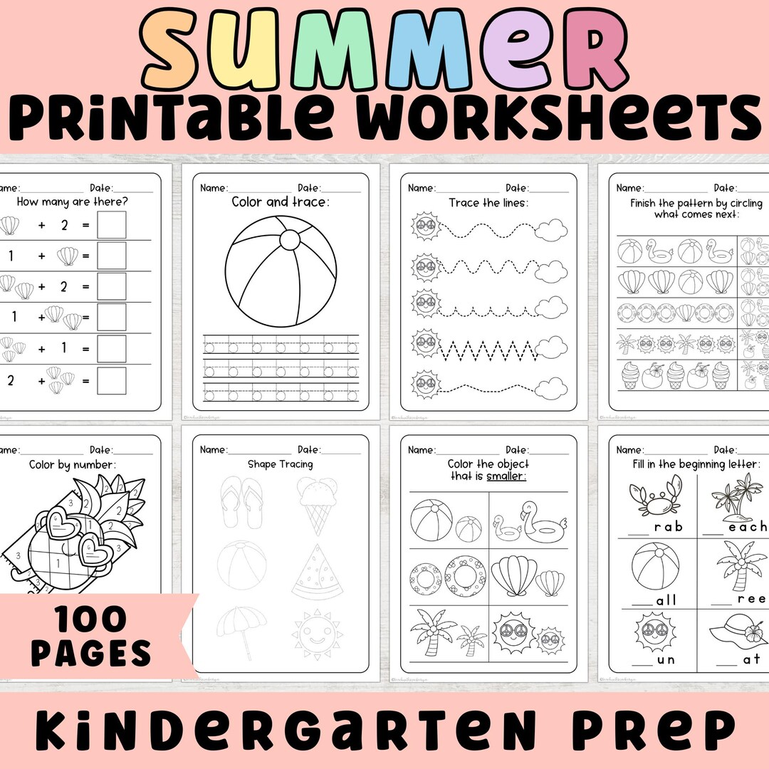 Summer Review Worksheets for Preschool and Kindergarten Prep ...