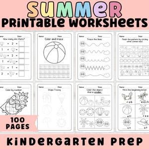Summer Review Worksheets for Preschool and Kindergarten Prep ...