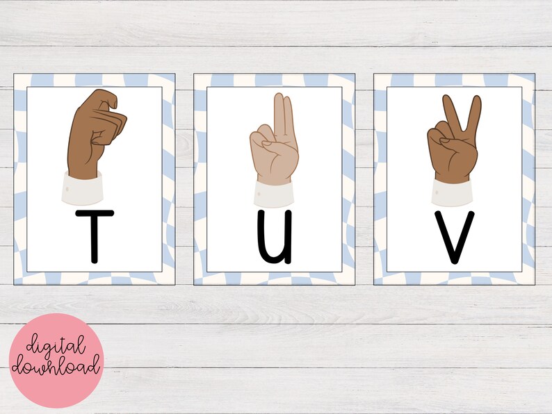American Sign Language Alphabet Posters Retro Classroom - Etsy