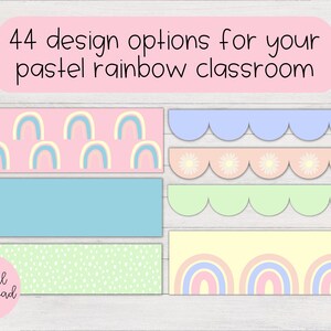 Pastel Rainbow Bulletin Board Borders | Pastel Rainbow Classroom Decor ...