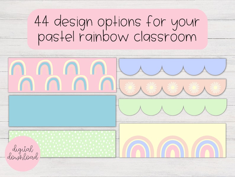 Pastel Rainbow Bulletin Board Borders Pastel Rainbow Classroom Decor ...