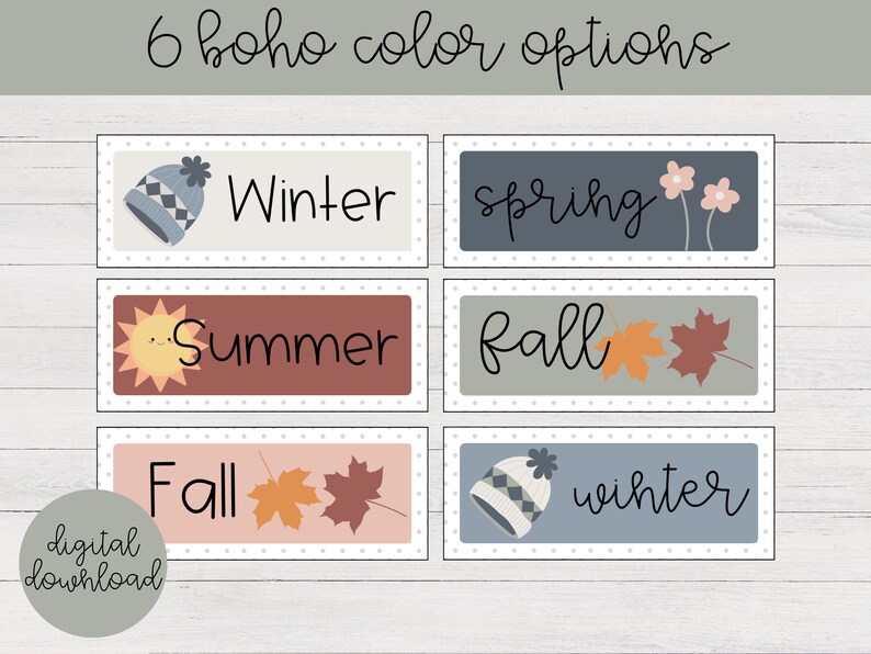 Boho Rainbow Seasons Labels Classroom Seasons Labels, Boho Classroom ...