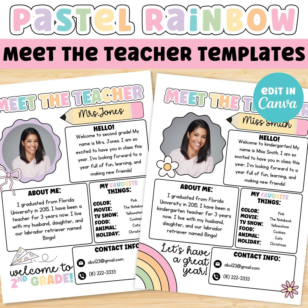 Meet the Teacher Template, Pastel Rainbow Meet Your Teacher Template ...