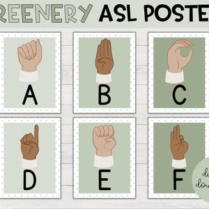 American Sign Language ABC Posters | Modern Greenery ABC Posters ...