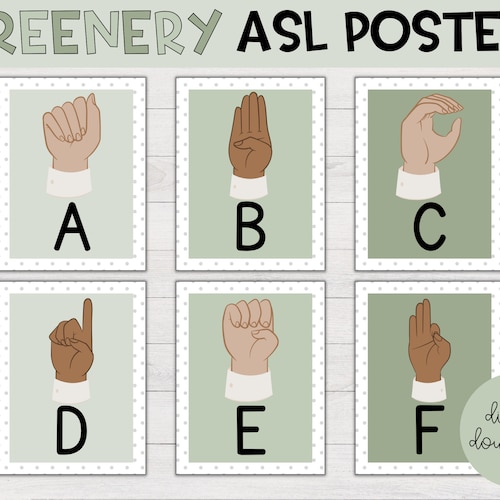 American Sign Language ABC Posters Modern Greenery ABC - Etsy