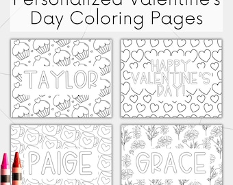 Personalized Valentine Coloring Page - Etsy