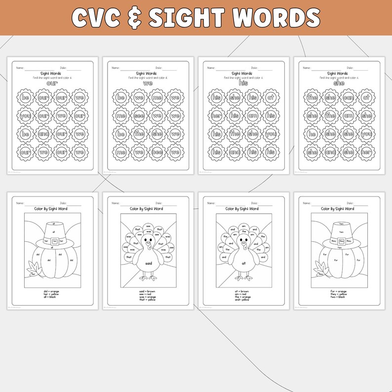 Thanksgiving No Prep Literacy Worksheets for Kindergarten | Fall ...