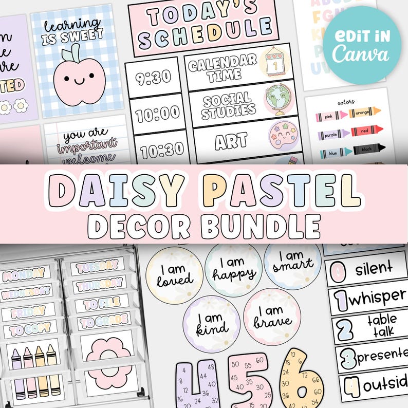 Daisy Pastel Classroom Decor Bundle | Classroom Theme, Editable Canva ...