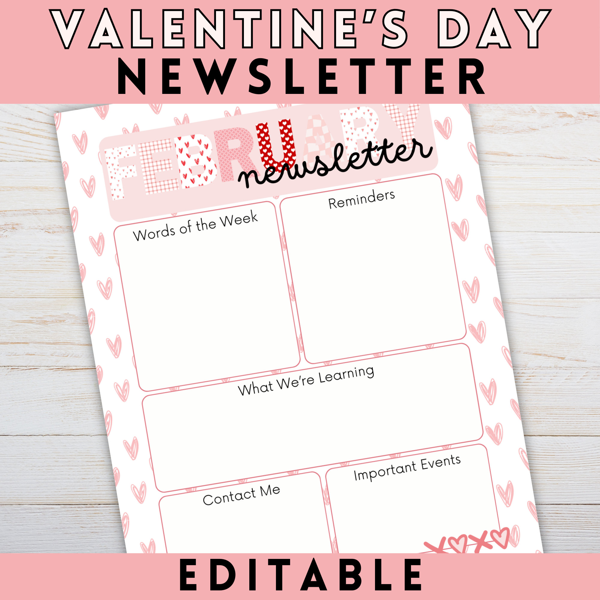 February Classroom Newsletter | Valentines Day Newsletter, Editable ...