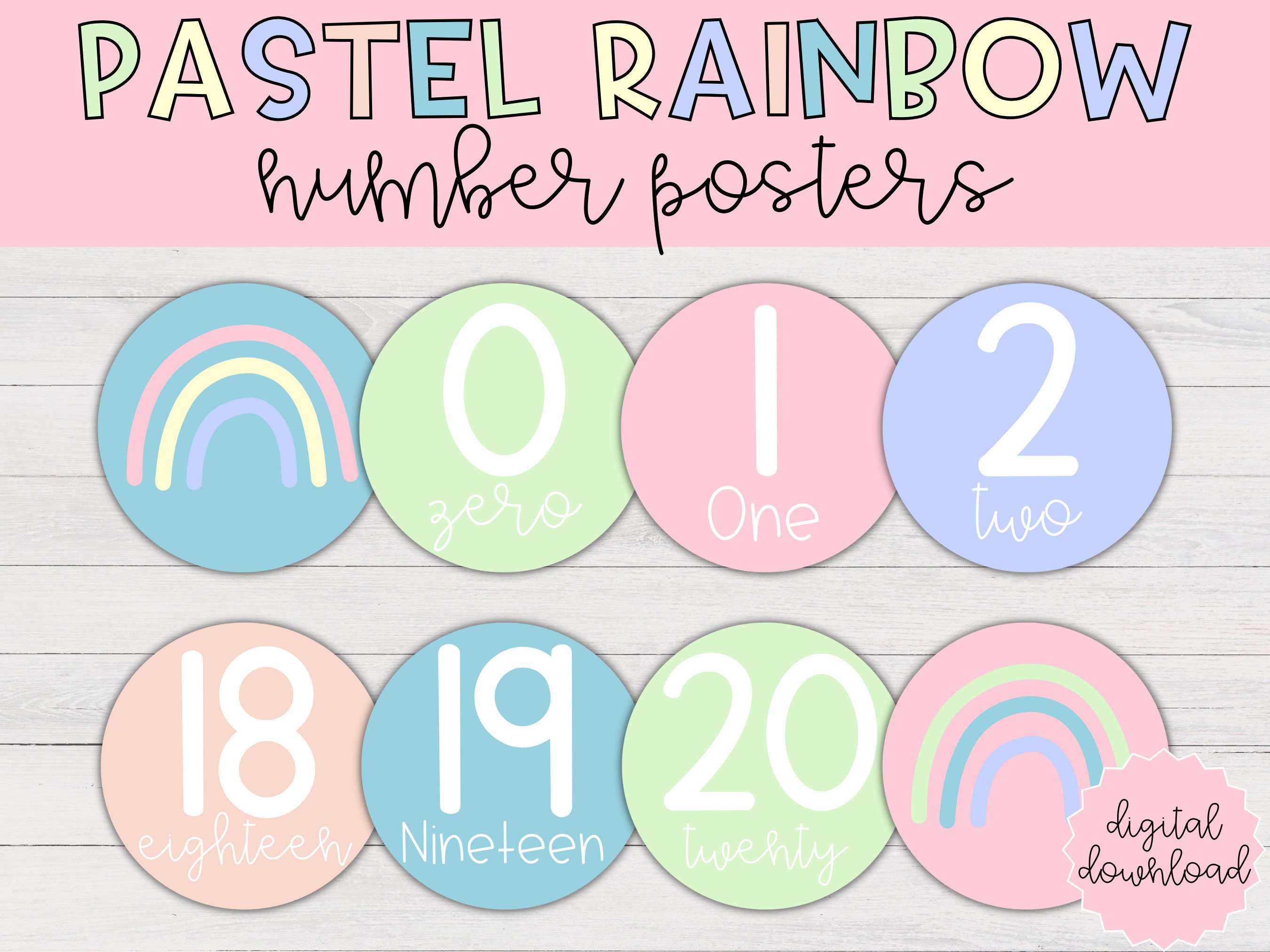 Pastel Rainbow Number Posters 0-20 | Classroom Decor, Number Posters ...