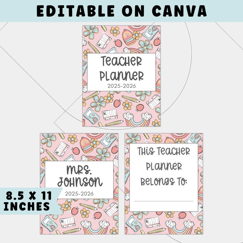 2025-2026 Teacher Planner Printable | Editable Teacher Planner PDF ...