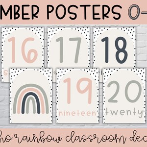 Boho Rainbow Number Posters Classroom Decor Classroom - Etsy