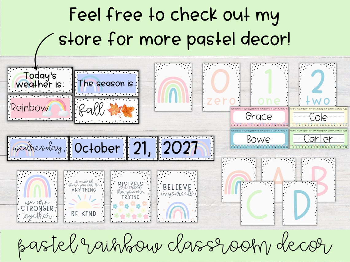 Pastel Rainbow Number Posters 0-10 Printable Editable - Etsy