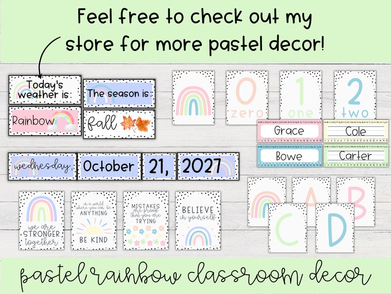 Pastel Rainbow Number Posters 0-10 Printable Editable - Etsy