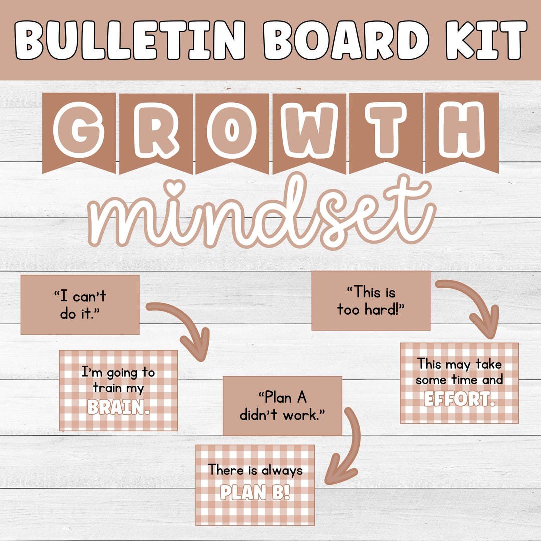 Growth Mindset Bulletin Board Kit | Printable Neutral Classroom Decor ...