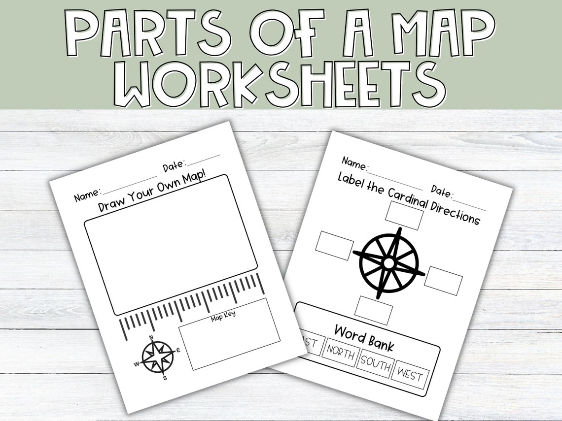 Printable Parts of a Map Worksheets Map Worksheet - Etsy