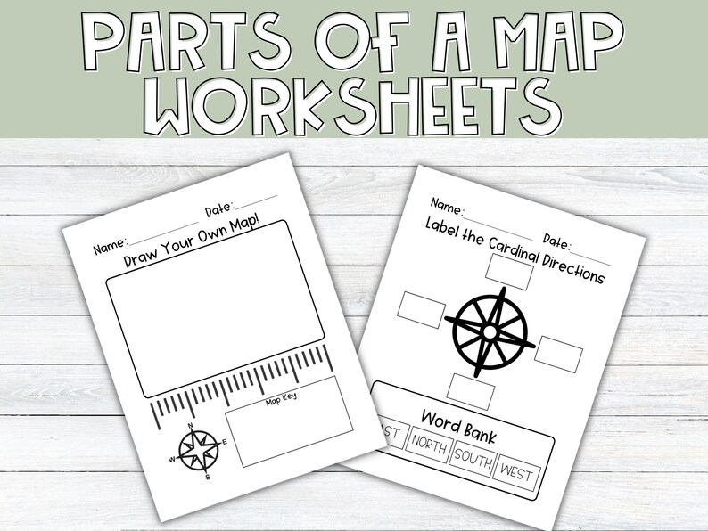 Printable Parts of a Map Worksheets Map Worksheet - Etsy