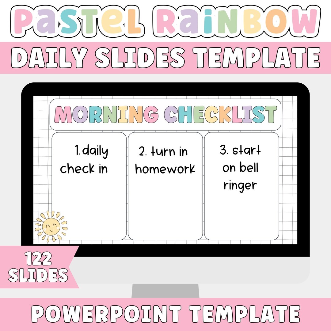 Pastel Rainbow Daily Slides Template | Editable Powerpoint Classroom ...