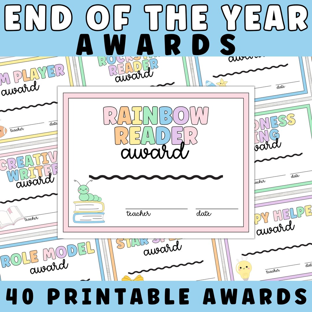 Printable End of the Year Award Certificates | Fun Student Awards for ...