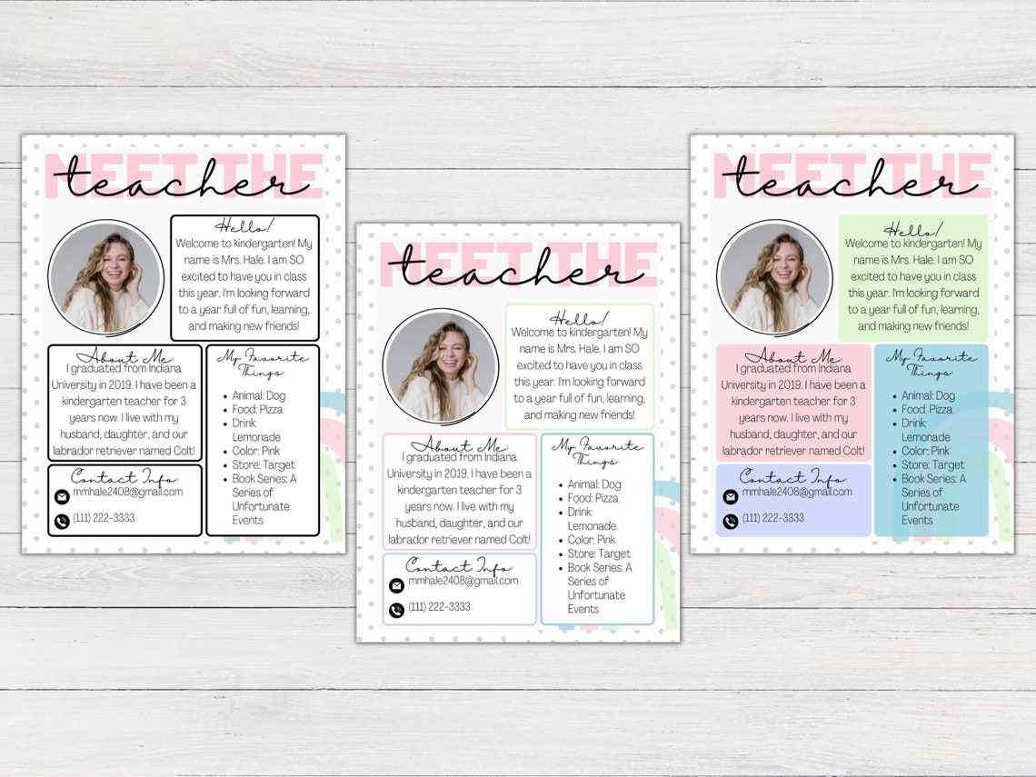 Editable Meet the Teacher Template Pastel Rainbow Back to - Etsy