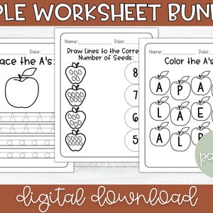 Apple Worksheets | Homeschool, Worksheet Bundle, Preschool Worksheets ...