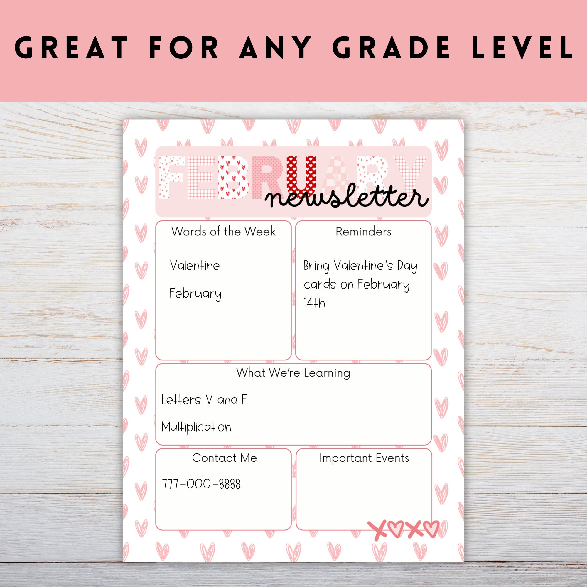February Classroom Newsletter | Valentines Day Newsletter, Editable ...