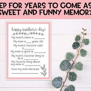 Mother's Day Fill-in-the-blank Worksheet | Mother's Day Fill in the ...