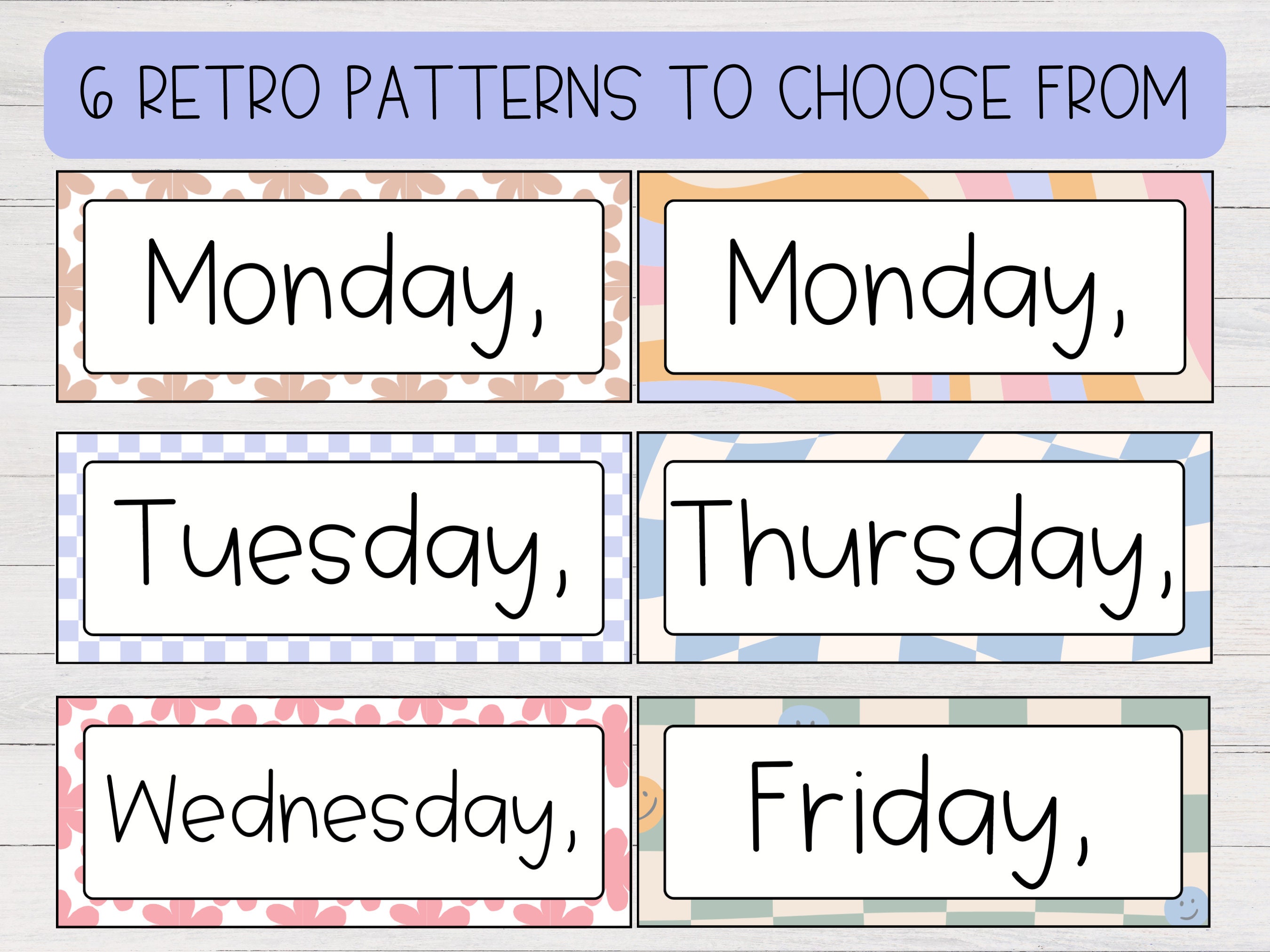 Retro Flip Calendar and Pocket Chart Cards Retro Classroom Decor, Retro ...