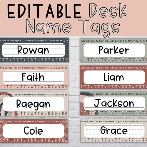 EDITABLE Boho Farmhouse Name Tags Printable Classroom Name - Etsy Australia