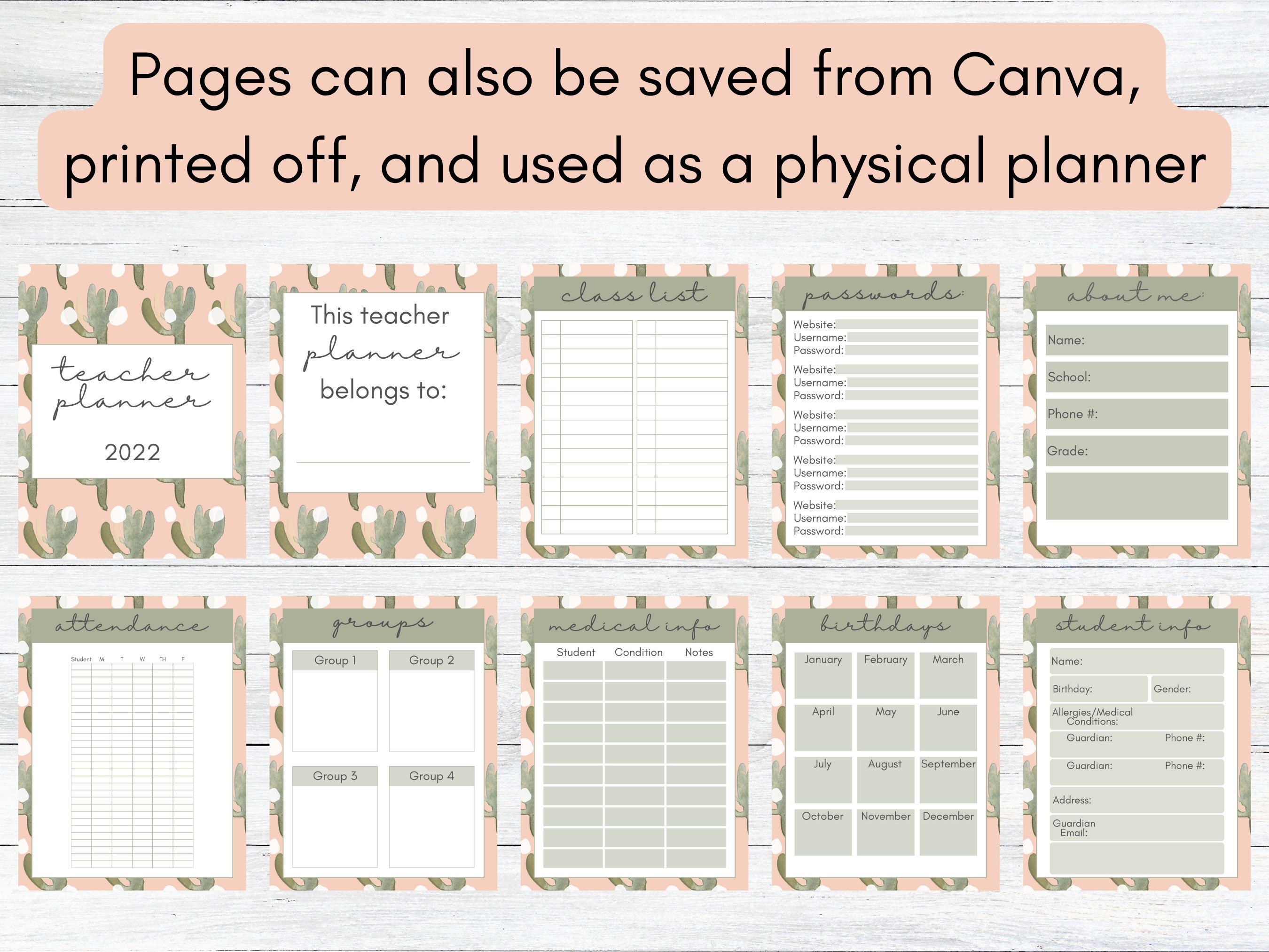 Digital Teacher Planner | Printable Teacher Planner, Cactus Classroom ...