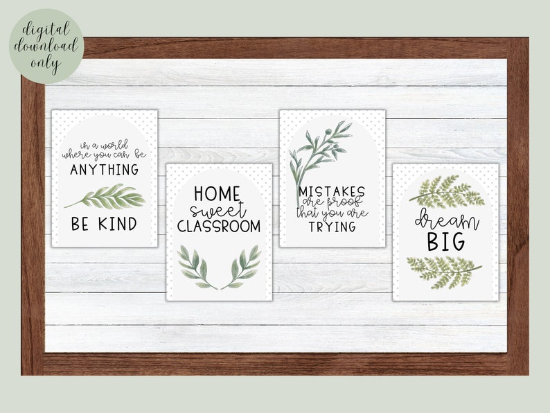 Modern Greenery Motivational Posters Classroom Decor - Etsy