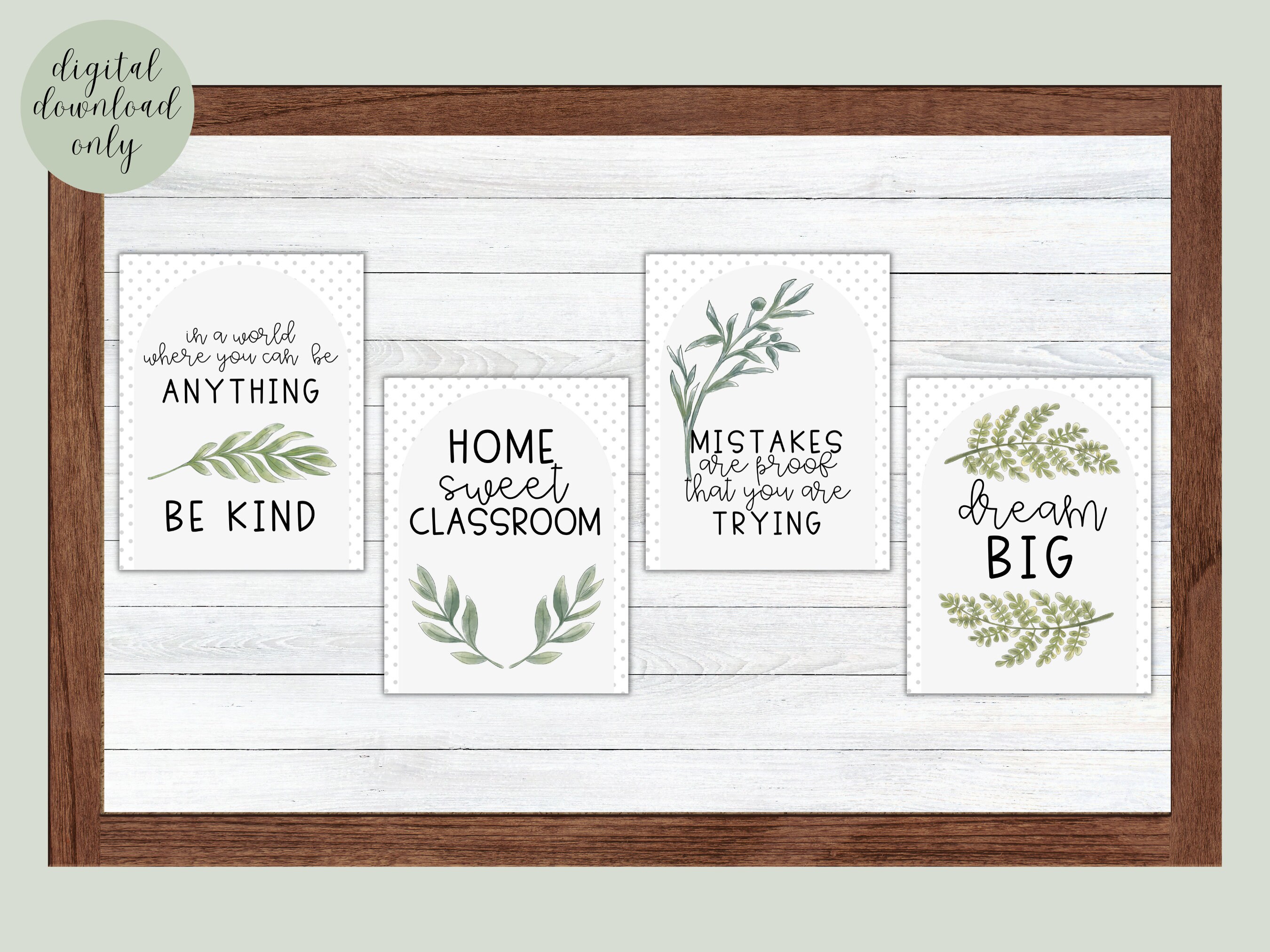 Modern Greenery Motivational Posters Classroom Decor - Etsy