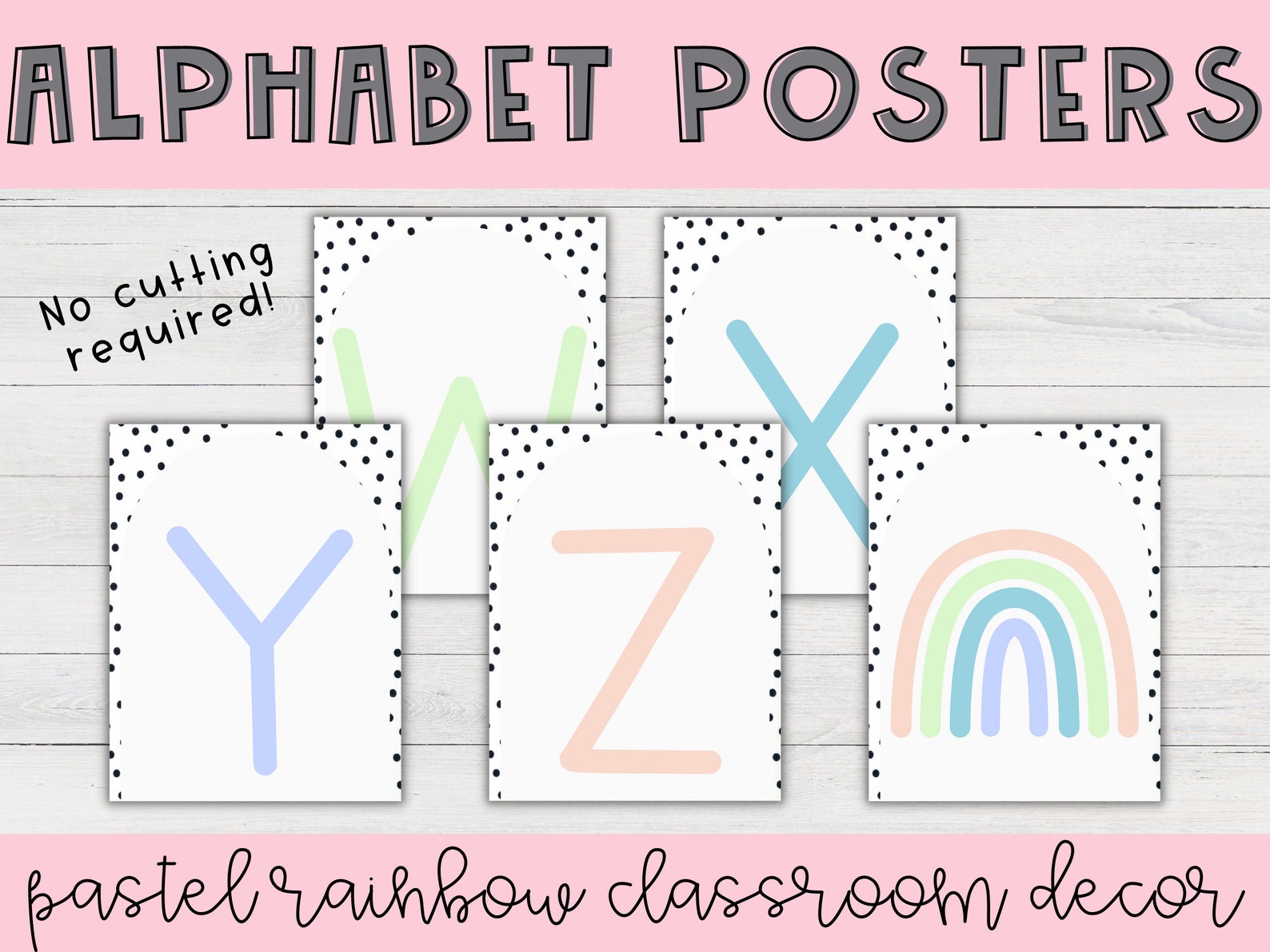 Pastel Rainbow Alphabet Posters Printable Wall Art Nursery | Etsy