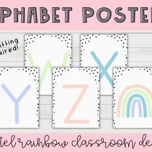 Pastel Rainbow Alphabet Posters Printable Wall Art Nursery | Etsy