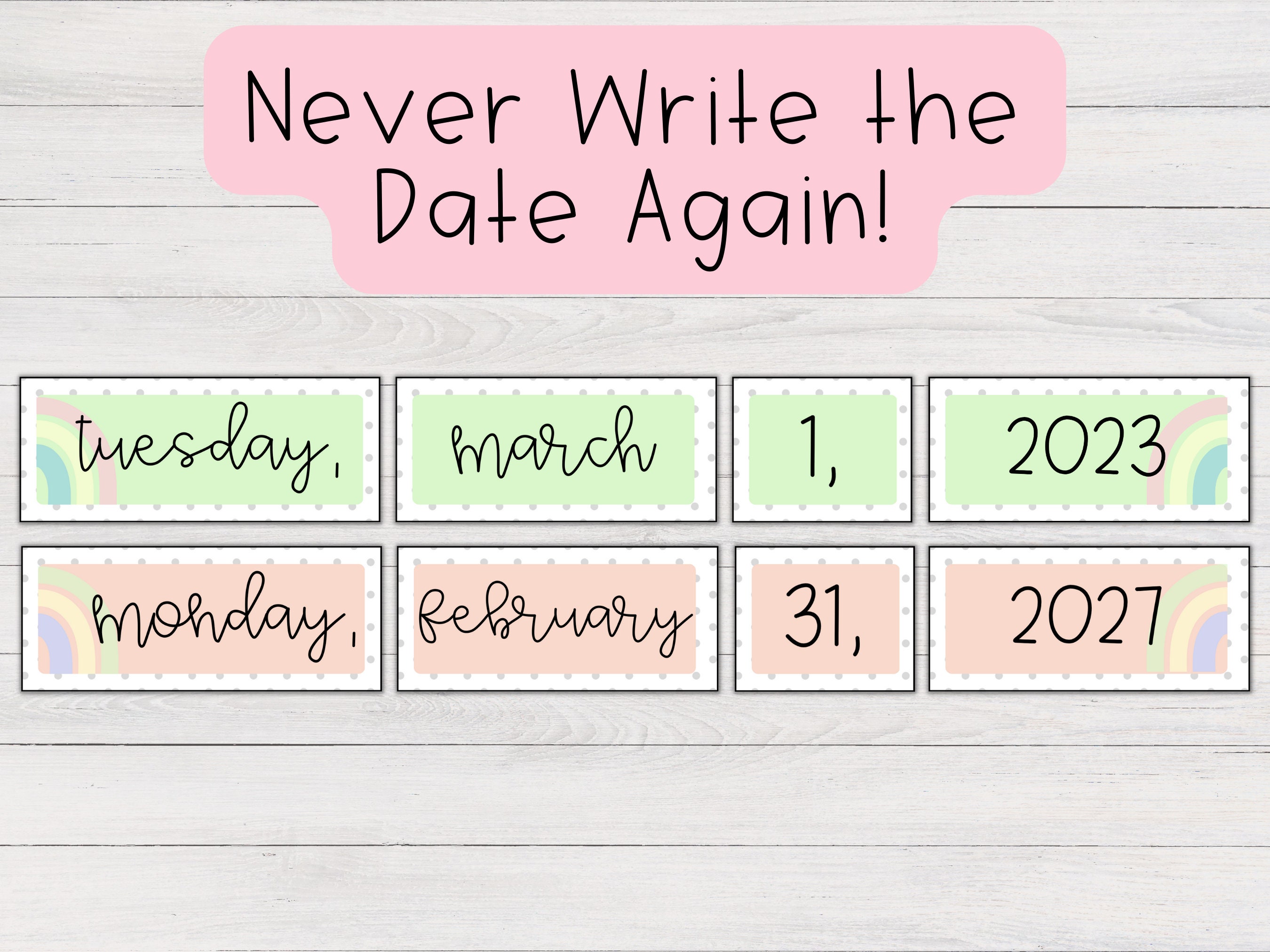 Pastel Rainbow Flip Calendar Cards Pocket Chart Cards, Classroom ...
