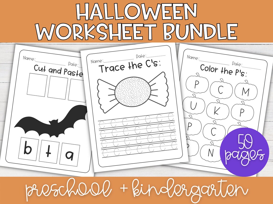 Halloween Worksheet Bundle Preschool and Kindergarten | Homeschool ...