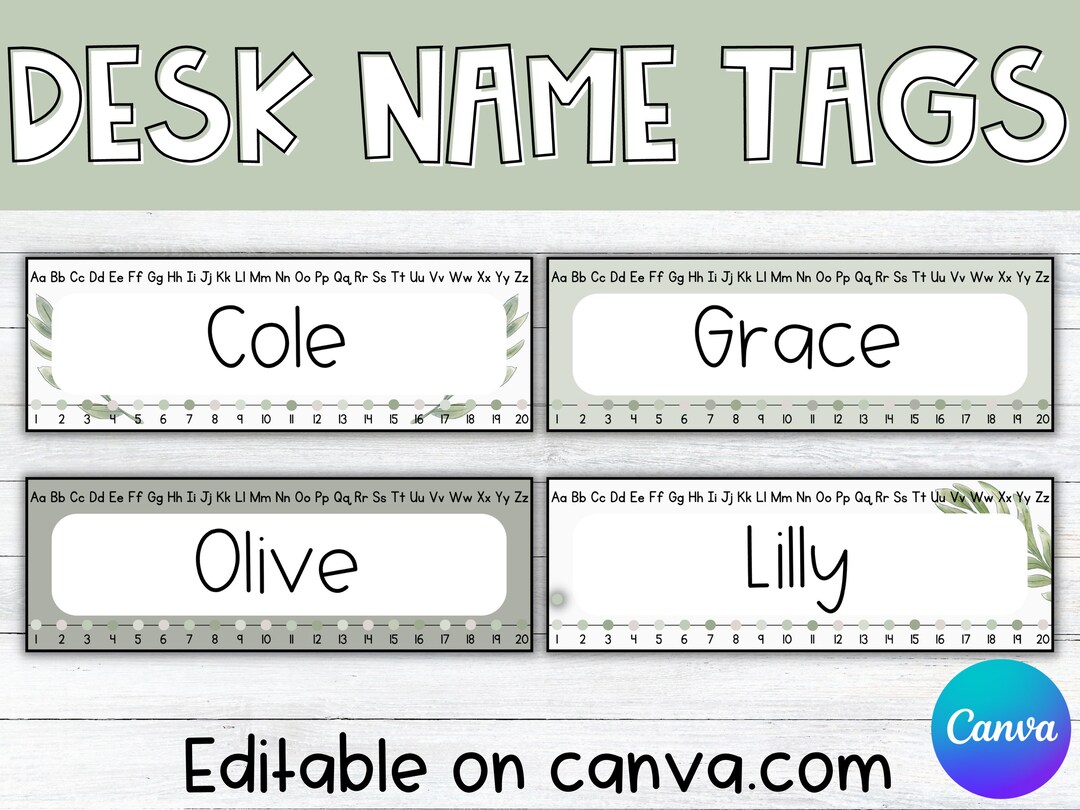 Modern Greenery Desk Name Tags | Editable | Classroom Decor, Back to ...