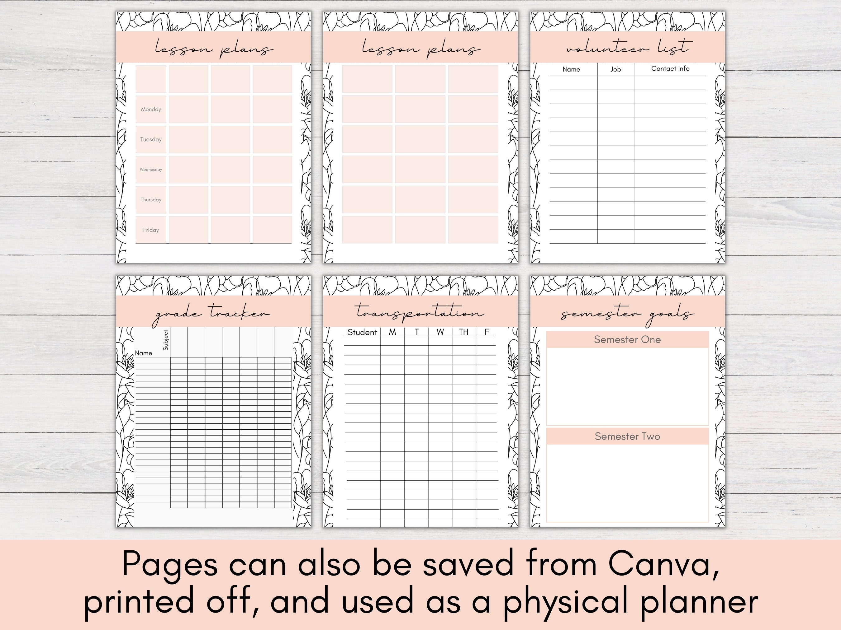 Boho Floral Teacher Planner | Editable Teacher Planner, Printable ...