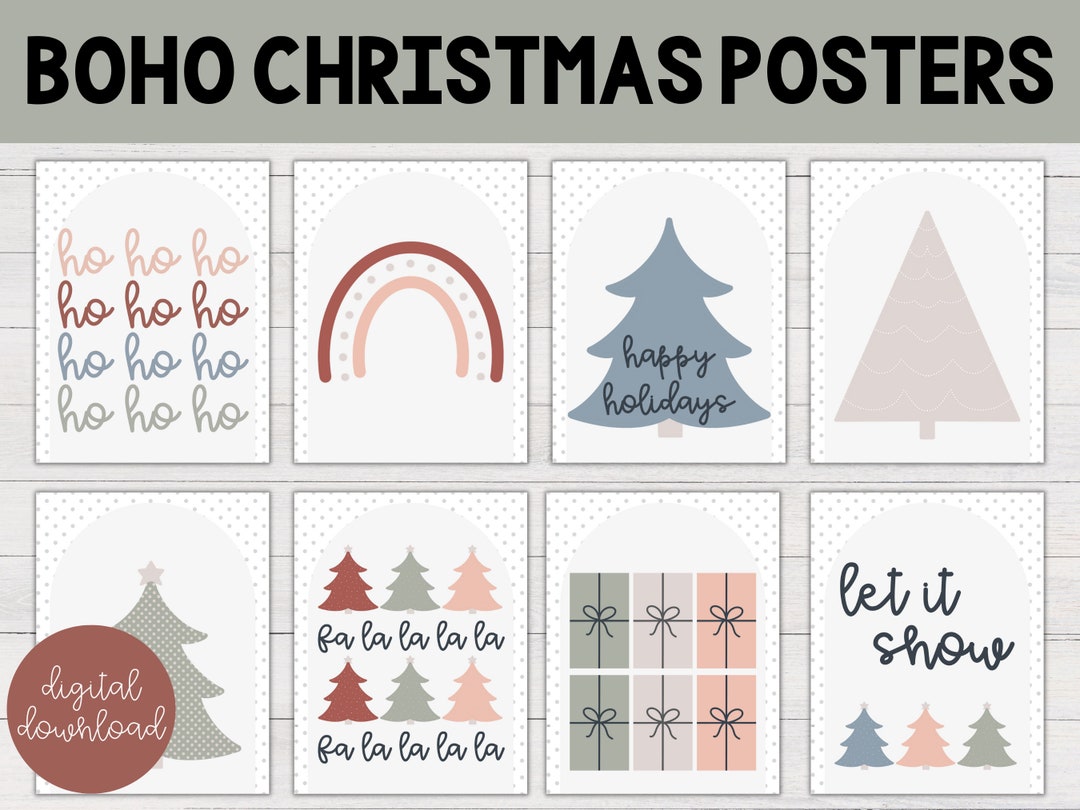 Boho Christmas Classroom Posters | Boho Rainbow Classroom Decor ...