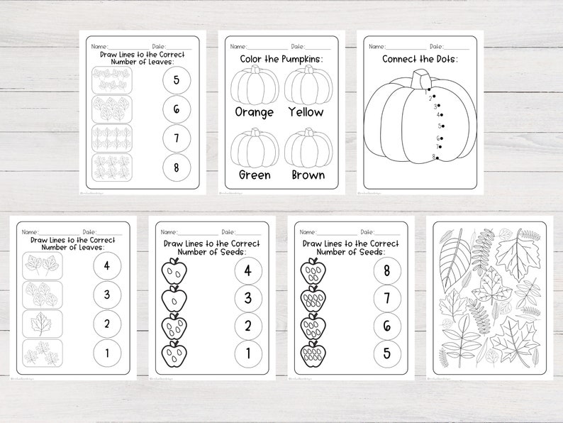 Fall Worksheet Bundle Preschool and Kindergarten Homeschool - Etsy