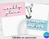 Editable Binder Covers Pastel Rainbow Printable Binder - Etsy