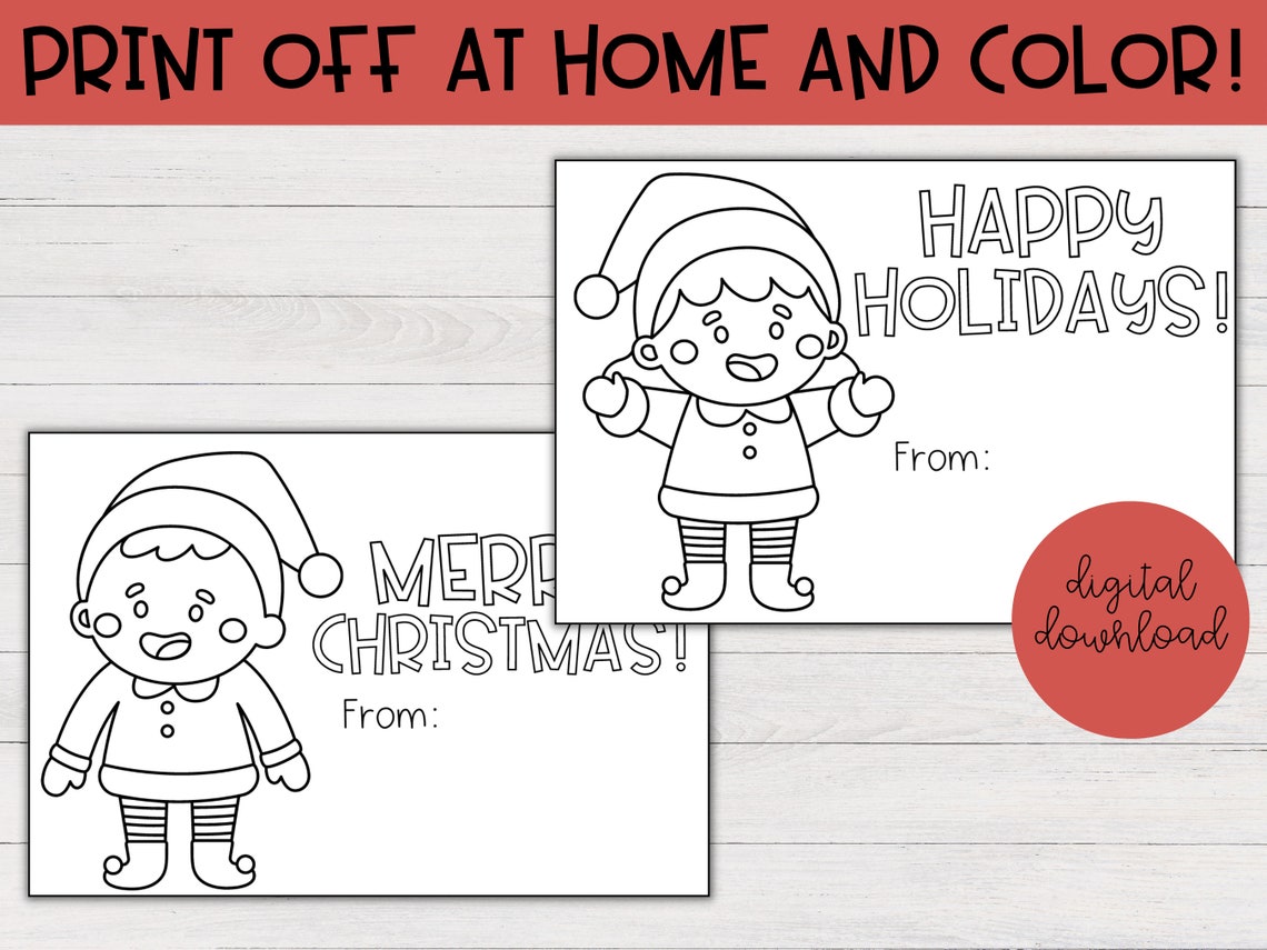 Coloring Christmas Cards Printable Christmas Cards to Color - Etsy