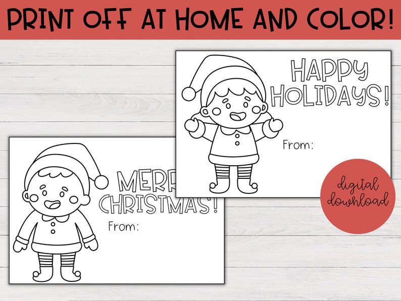Coloring Christmas Cards Printable Christmas Cards to Color - Etsy