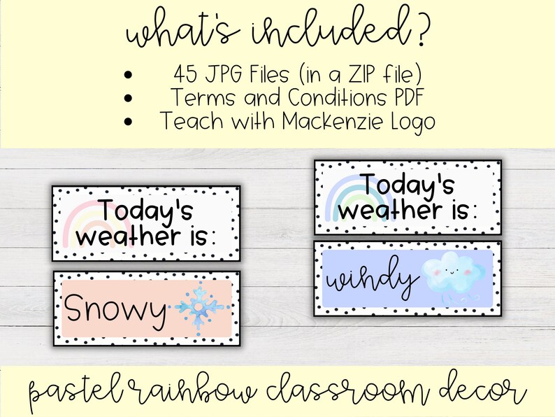 Pastel Rainbow Weather Labels Classroom Decor Polka Dots - Etsy