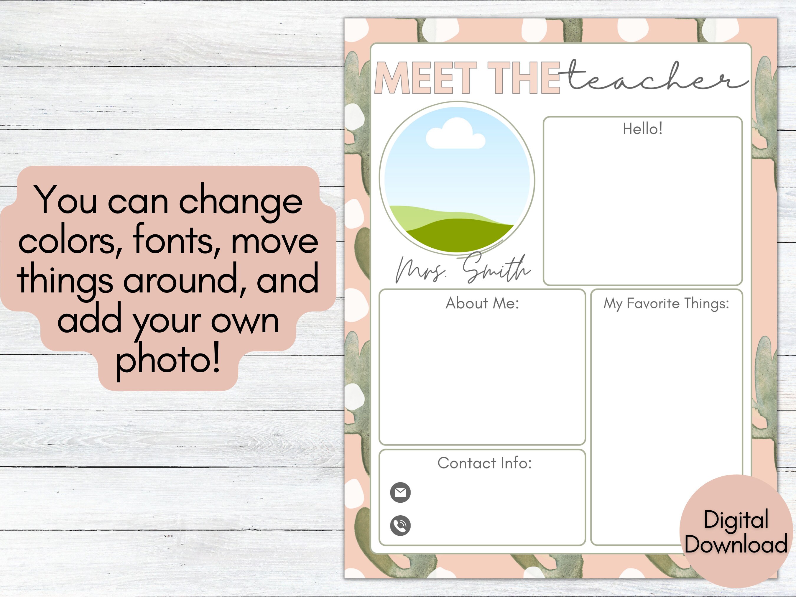 Cactus Meet the Teacher Template | Editable Template, Back to School ...