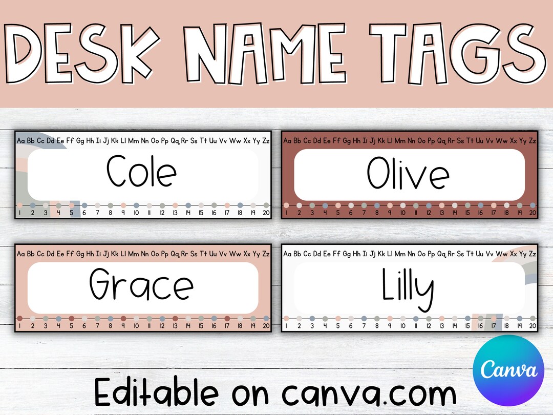 Boho Rainbow Editable Desk Name Tags, Classroom Labels for Students ...