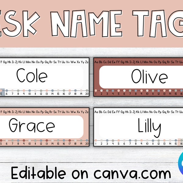 Boho Name Desk Name Tags - Etsy