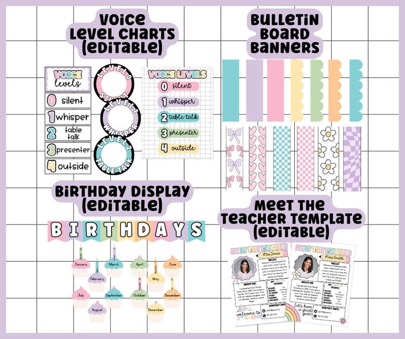 Pastel Rainbow Classroom Decor Bundle | Classroom Theme, Editable Canva ...
