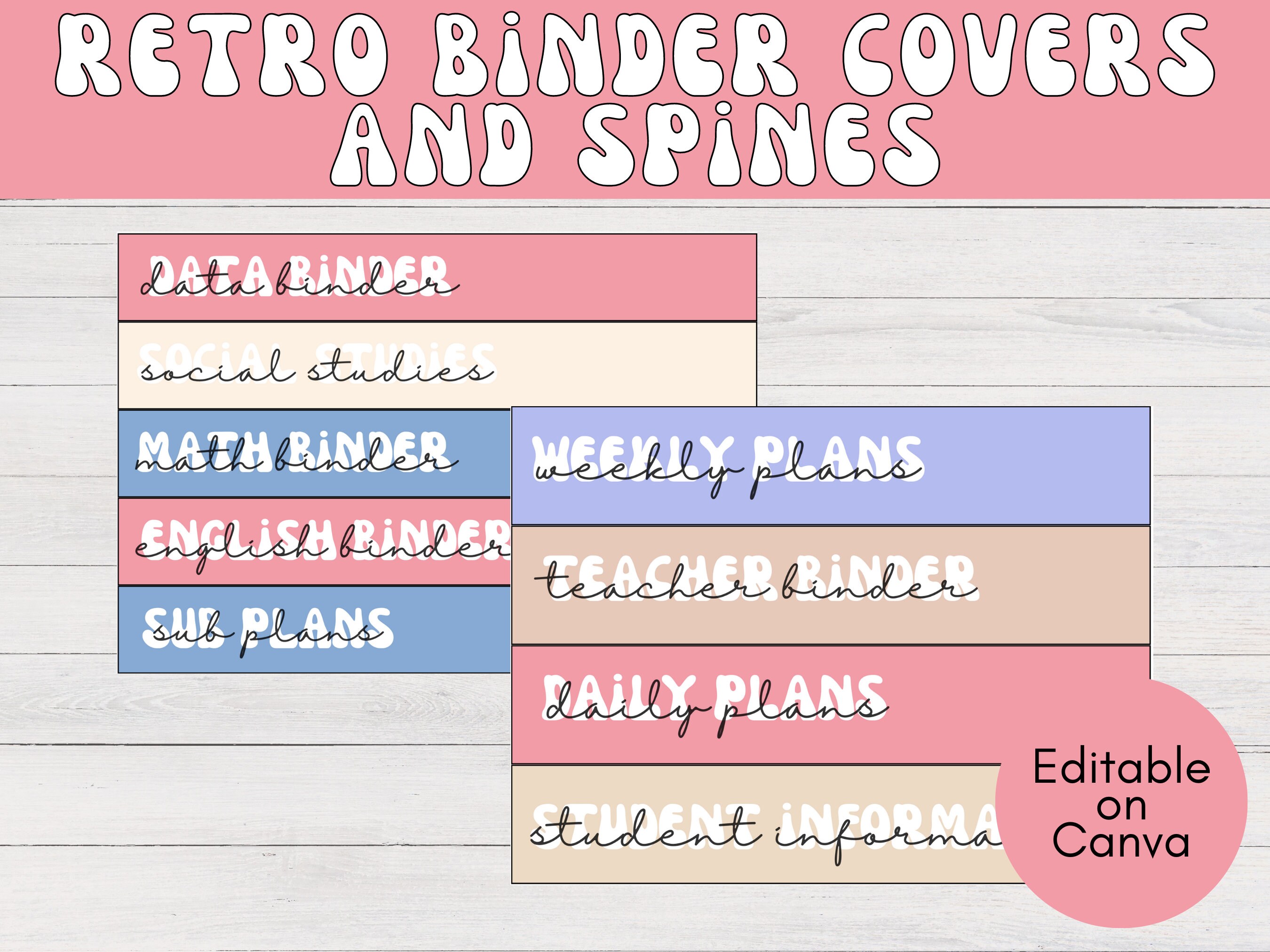 Retro Binder Covers and Spines | Editable Binder Covers, Retro Teacher ...